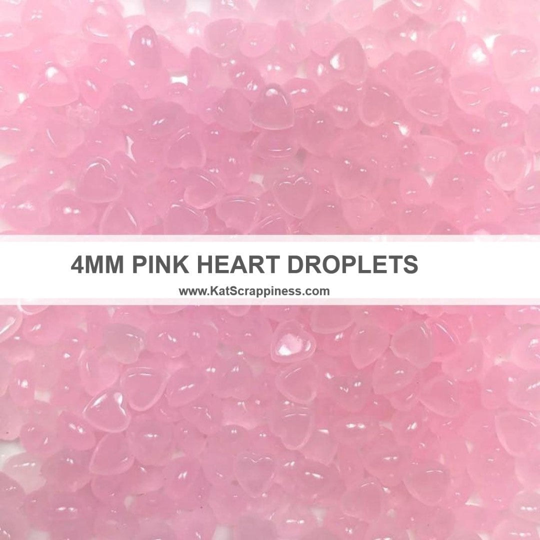 4mm Pink Heart Droplets – Kat Scrappiness