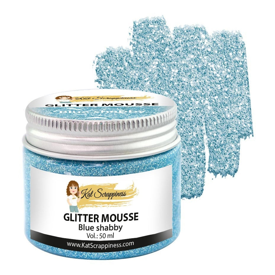 Blue Shabby Glitter Mousse – Kat Scrappiness