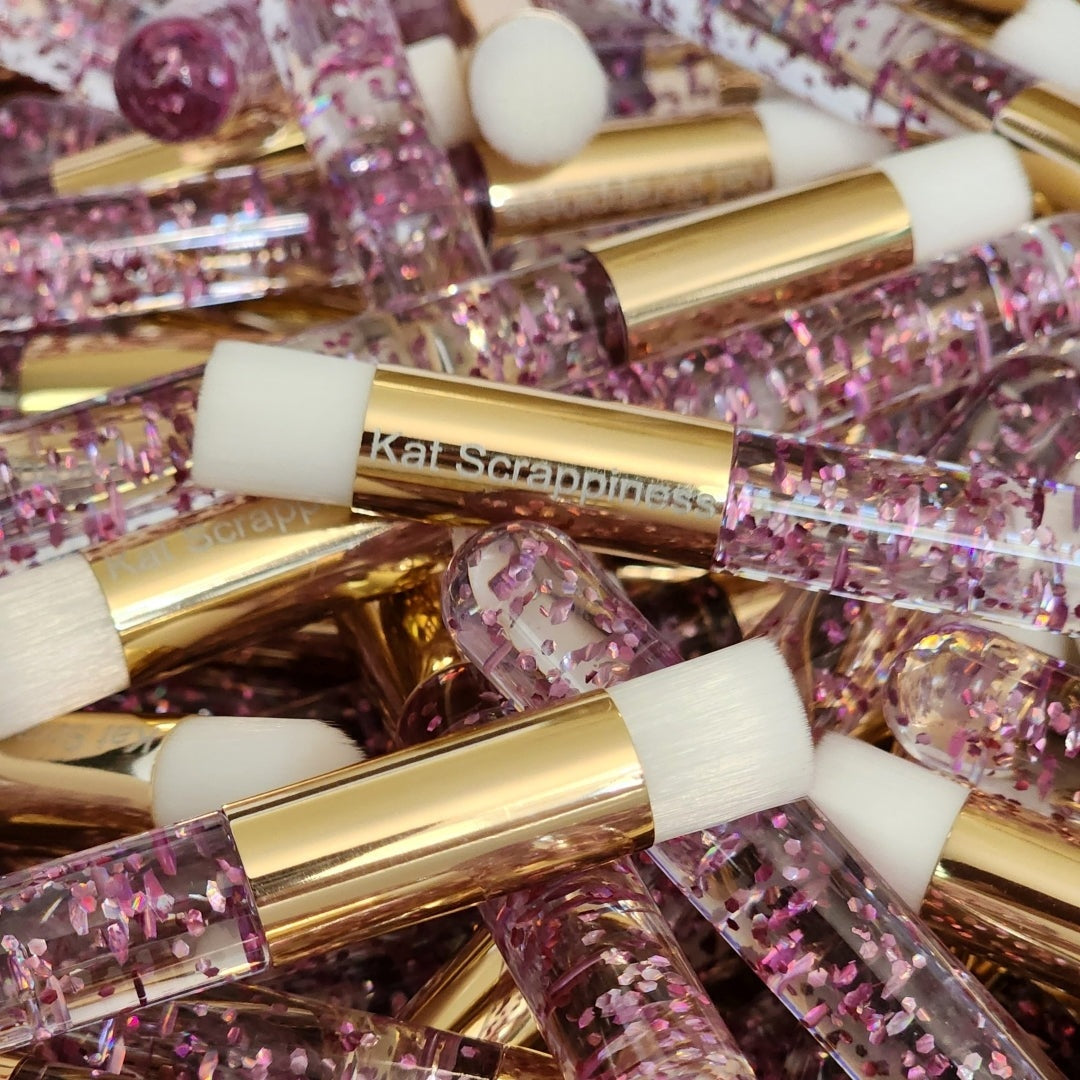 1/2" Stencil & Ink Soft Blending Brushes - Pink Glitter – Kat Scrappiness