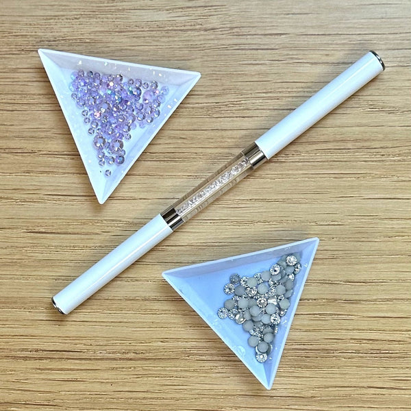 White Crystal Dual Ended Embellishment Pick Up & Die Poker Tool - Kat ...