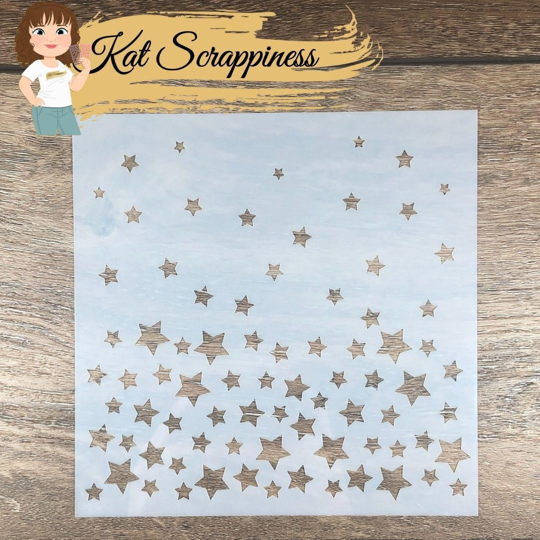 Falling Stars 6x6 Stencil - Kat Scrappiness
