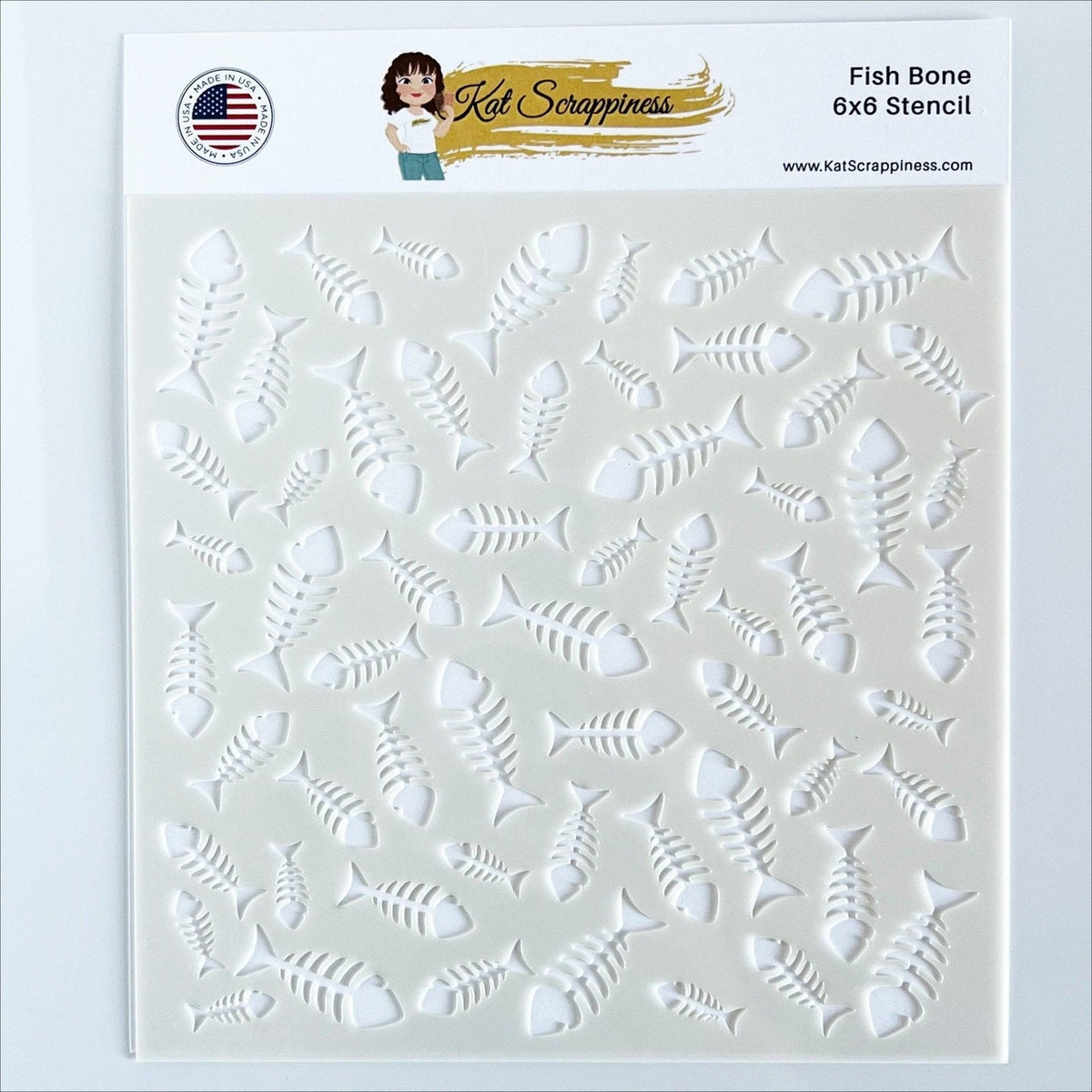 Fish Bones 6x6 Stencil – Kat Scrappiness