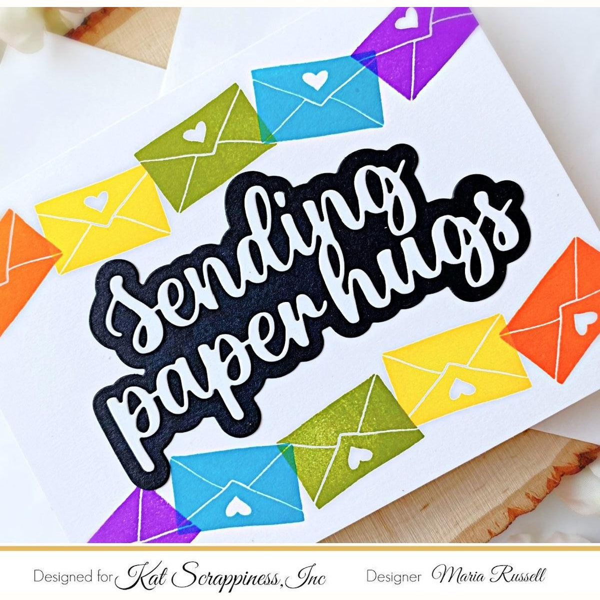 Sending Paper Hugs Word Dies With Shadow – Kat Scrappiness