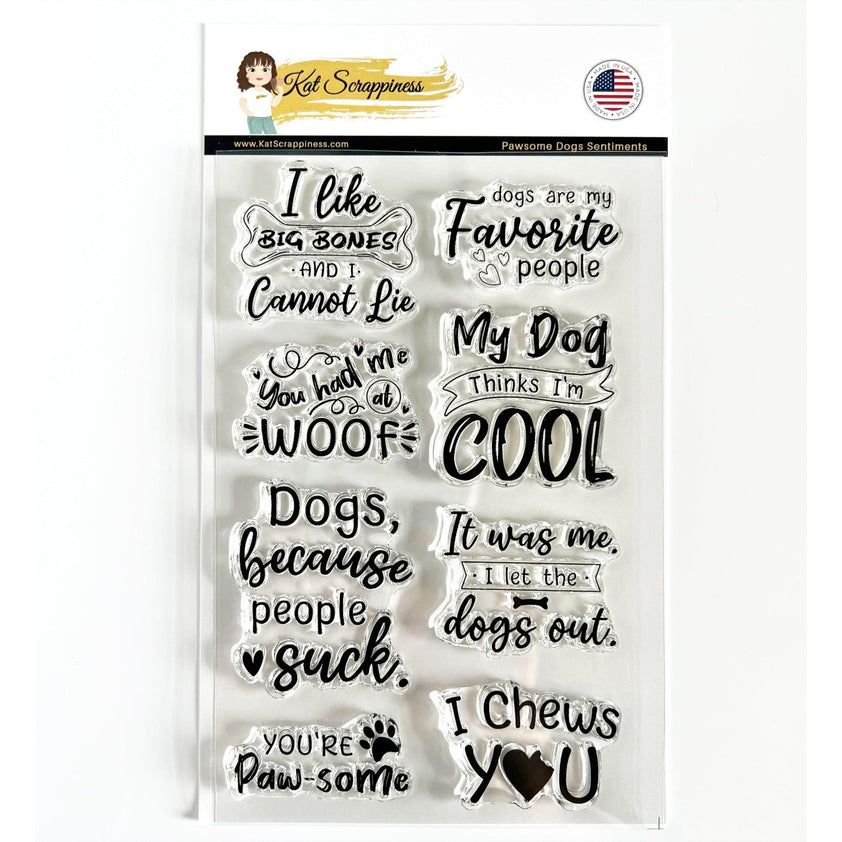 Pawsome Dogs Sentiments Stamp Set – Kat Scrappiness