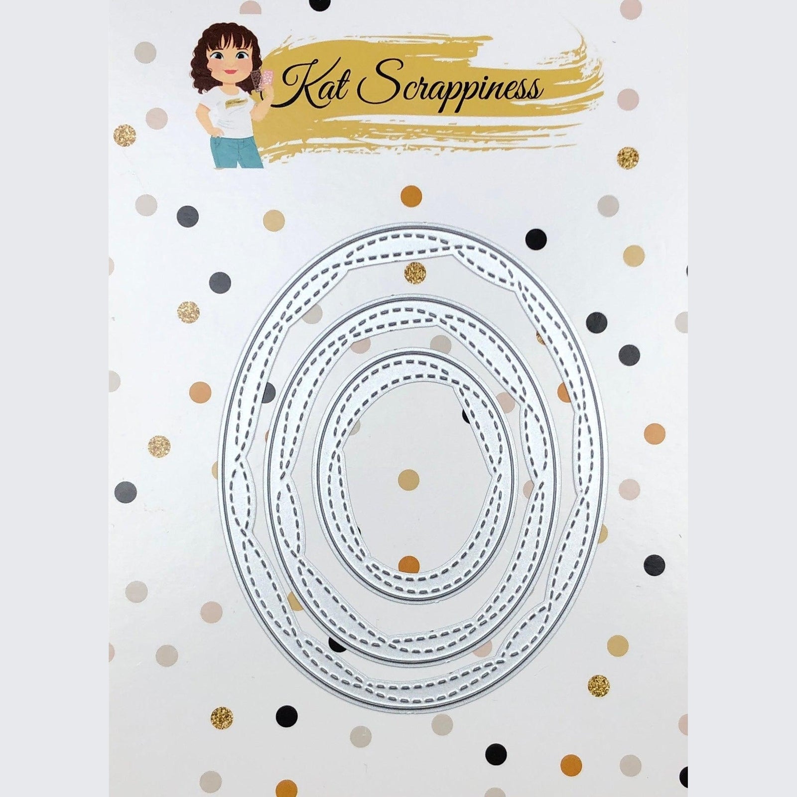 Wonky Wavy Stitched Oval Craft Dies - Kat Scrappiness