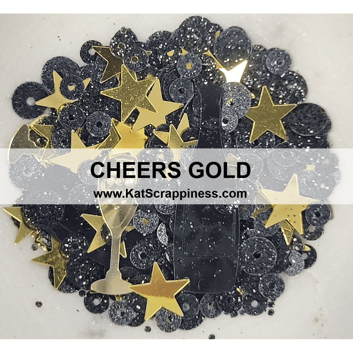 Cheers Gold Sequin Mix – Kat Scrappiness