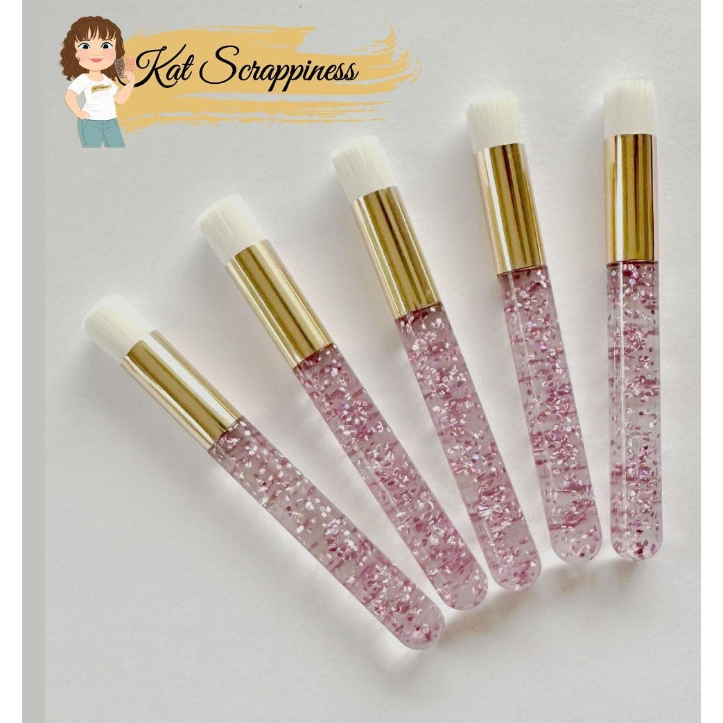 1/2" Stencil & Ink Soft Blending Brushes - Purple Glitter – Kat Scrappiness